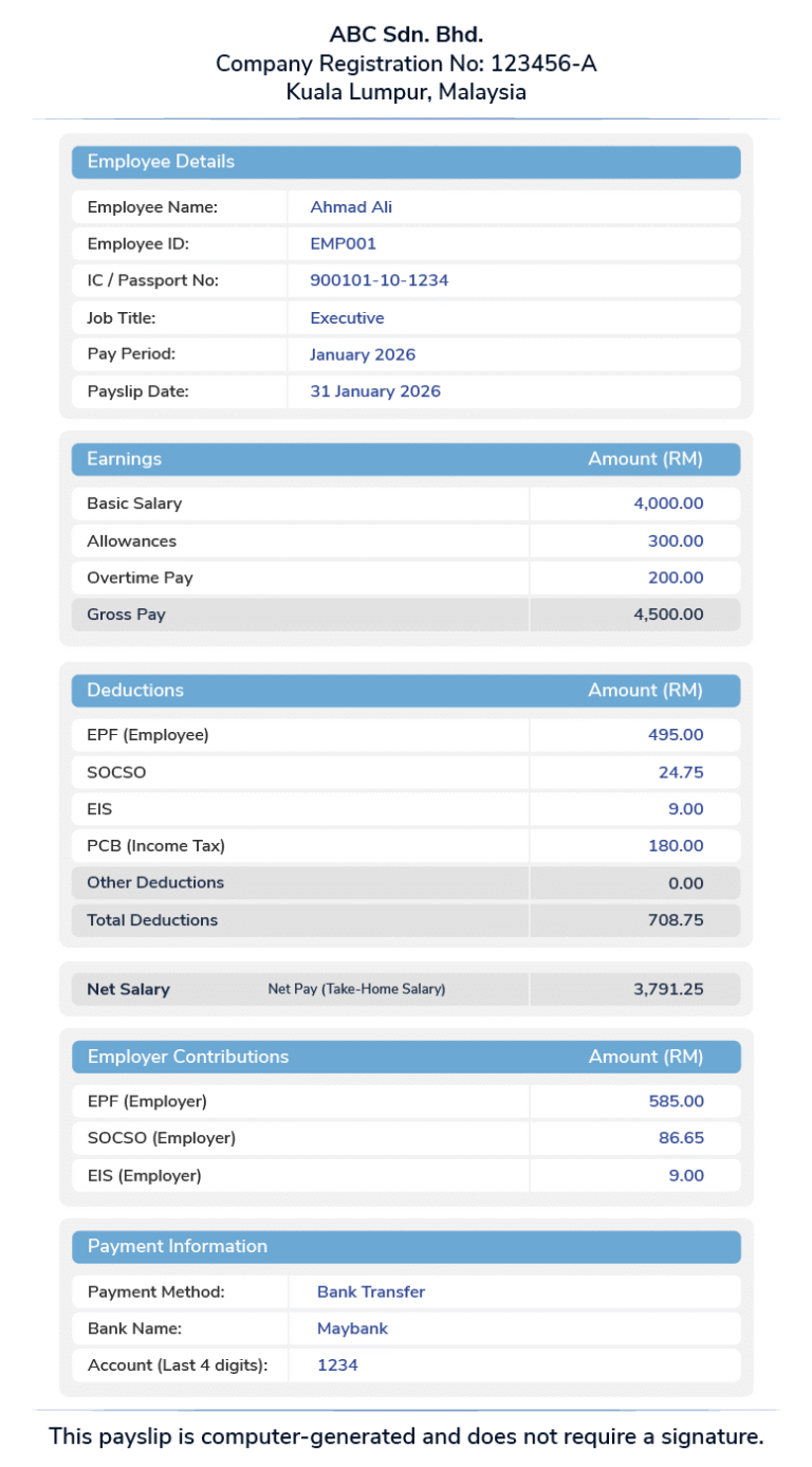Free Payslip Template