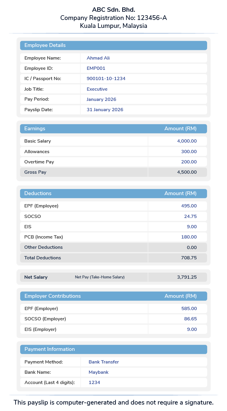 Free Payslip Template