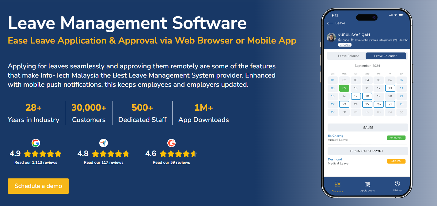 Leave Management Software Malaysia | Info-Tech Systems